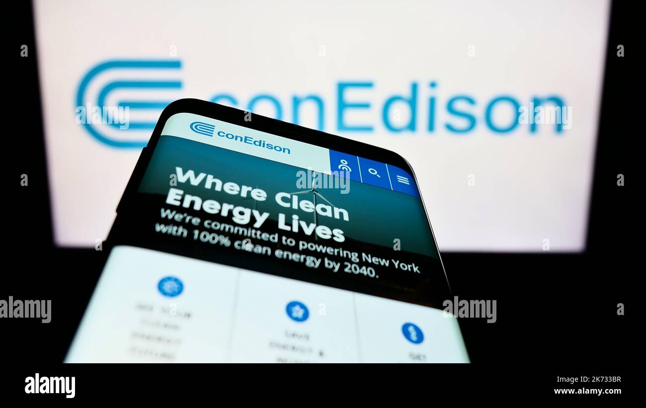 Mobile phone with website of US company Consolidated Edison Inc ...