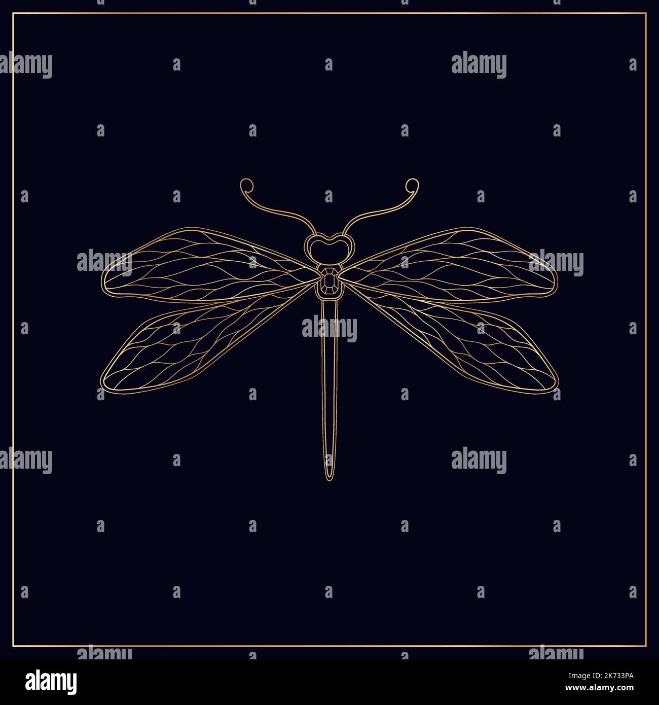 Art nouveau style dragonfly insect basic element. 1920-1930 years ...