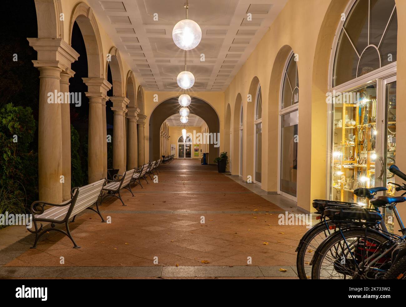 The foyer in Bad Steben in the evening Stock Photo - Alamy