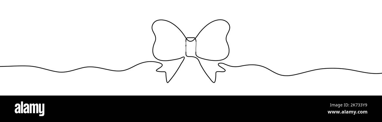 Continuous linear drawing of gift bow. Bow one line icon. One line ...