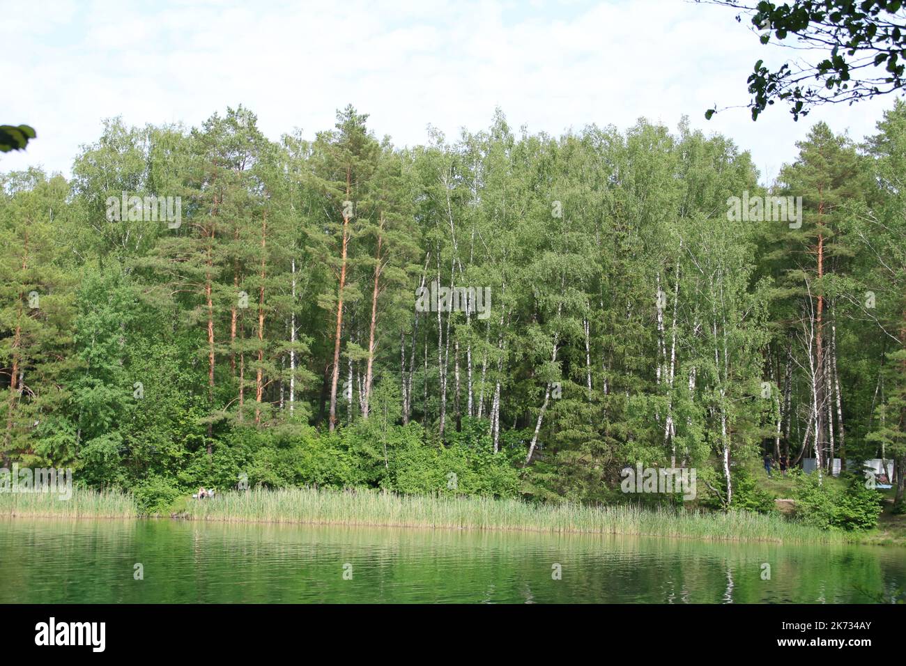 beautiful scenery, a beautiful lake with green water and happy people ...