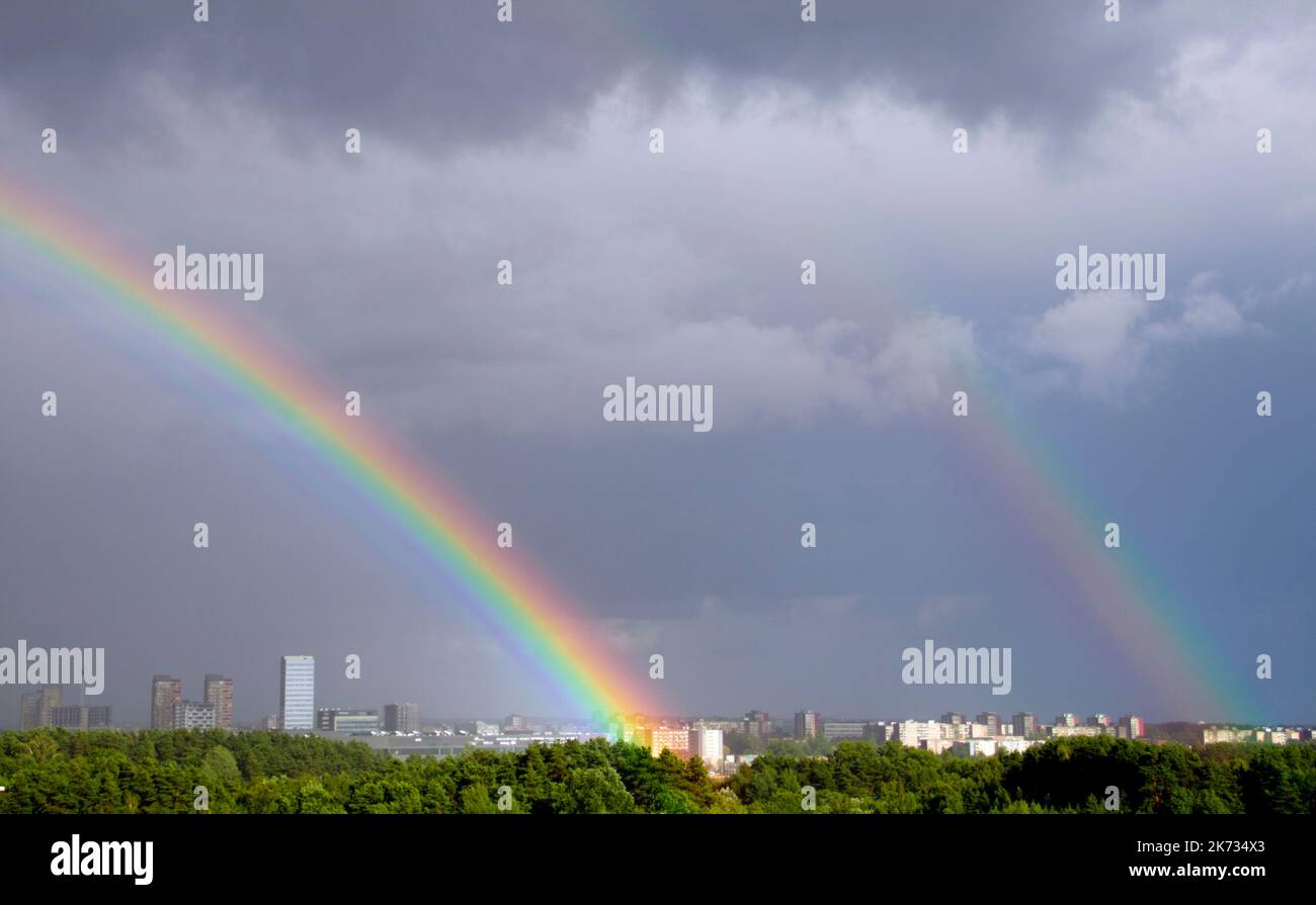 beautiful double rainbow Stock Photo - Alamy
