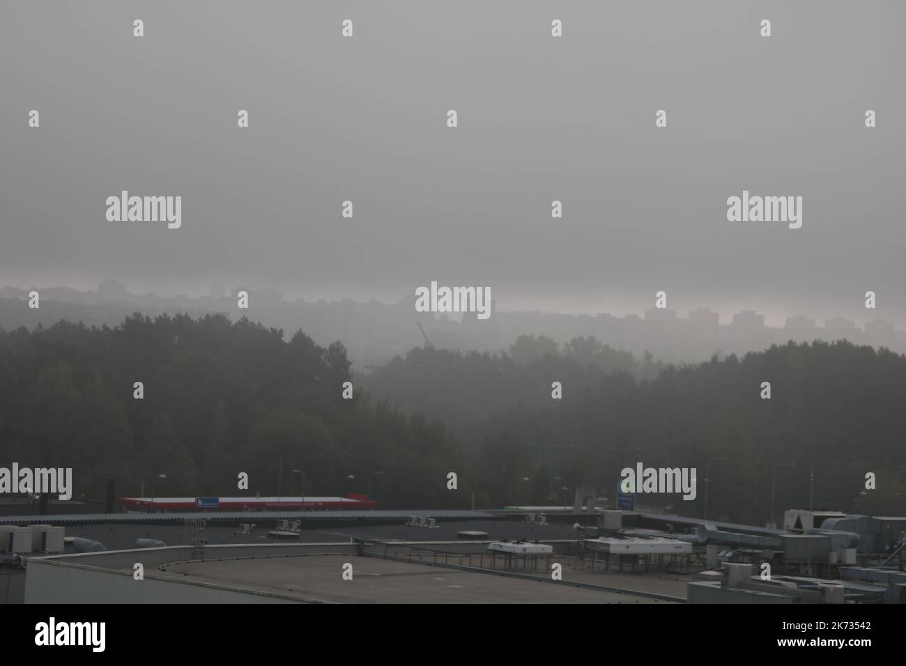 morning fog over the city Stock Photo - Alamy