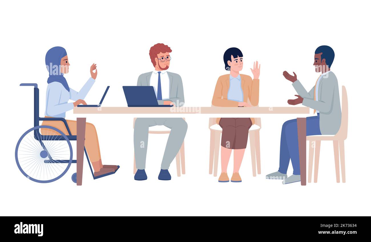 Business meeting semi flat color vector characters Stock Vector Image & Art - Alamy