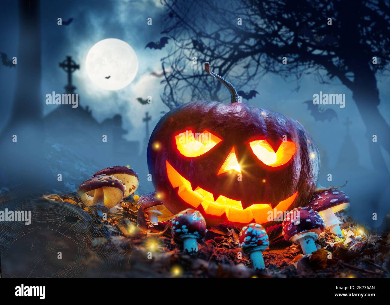 Carved lightening pumpkin for Halloween jack-o'-lanterns with scary ...