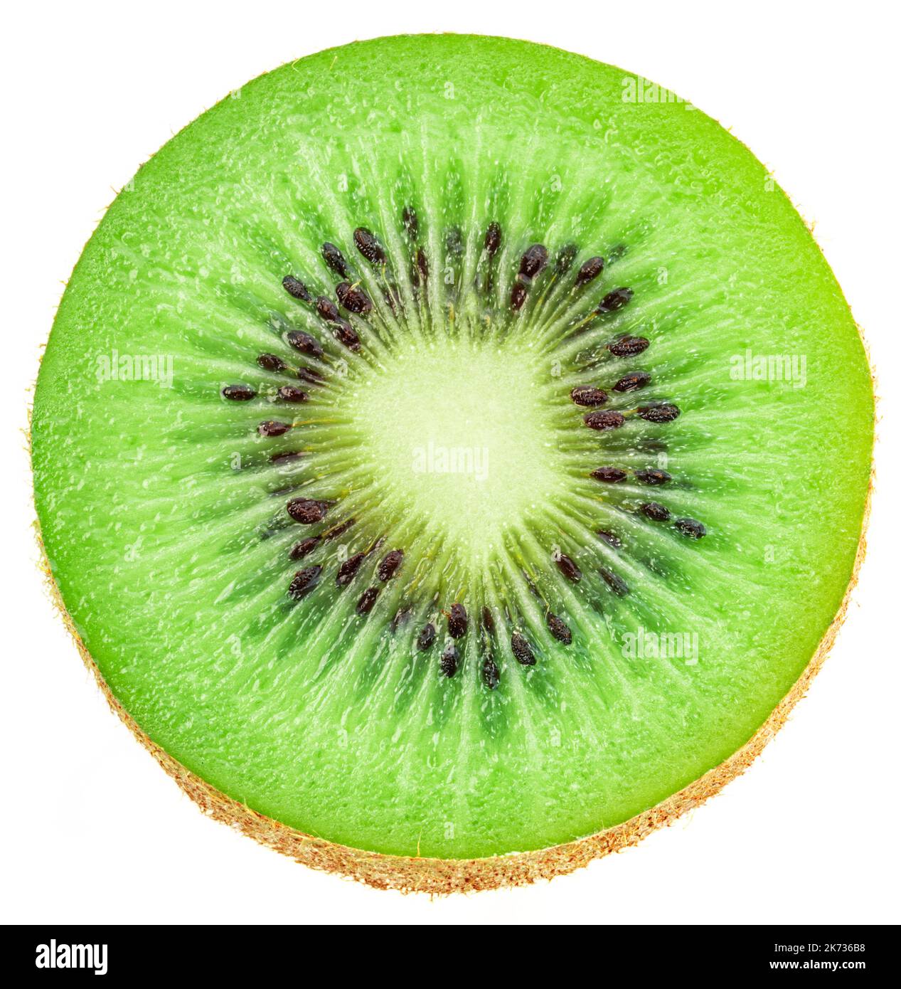 Kiwi fruit cross cut isolated on white background Stock Photo - Alamy