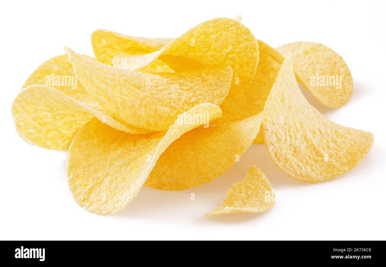 Delicious potato chips isolated on white background Stock Photo - Alamy