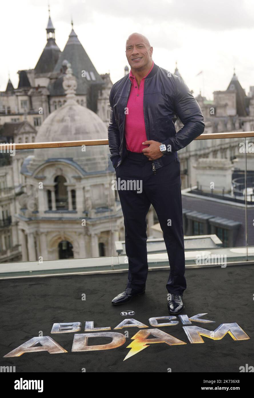 Dwayne Johnson, during a photo call for Warner Bros' Black Adam at the ...