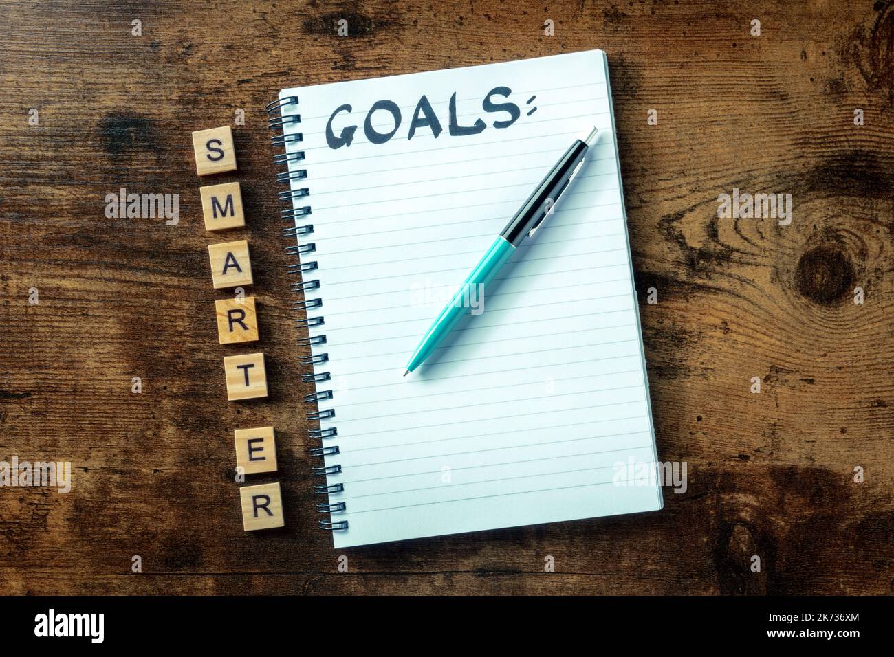 Smarter goals concept, a notepad with the handwritten word, ready for ...