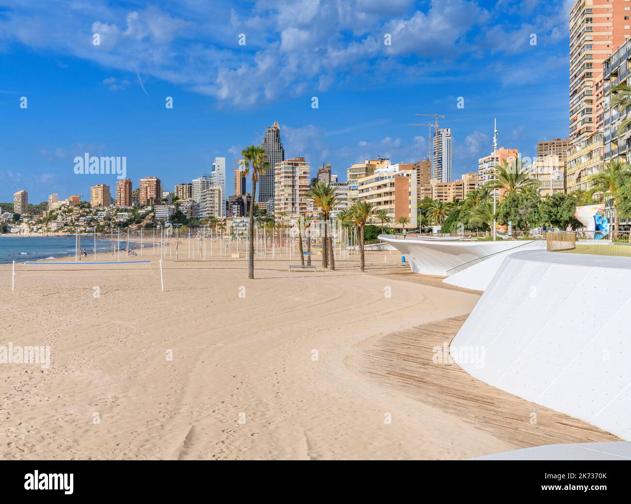The popular, seafront, promenade and beaches on West (Poniente) Beach ...