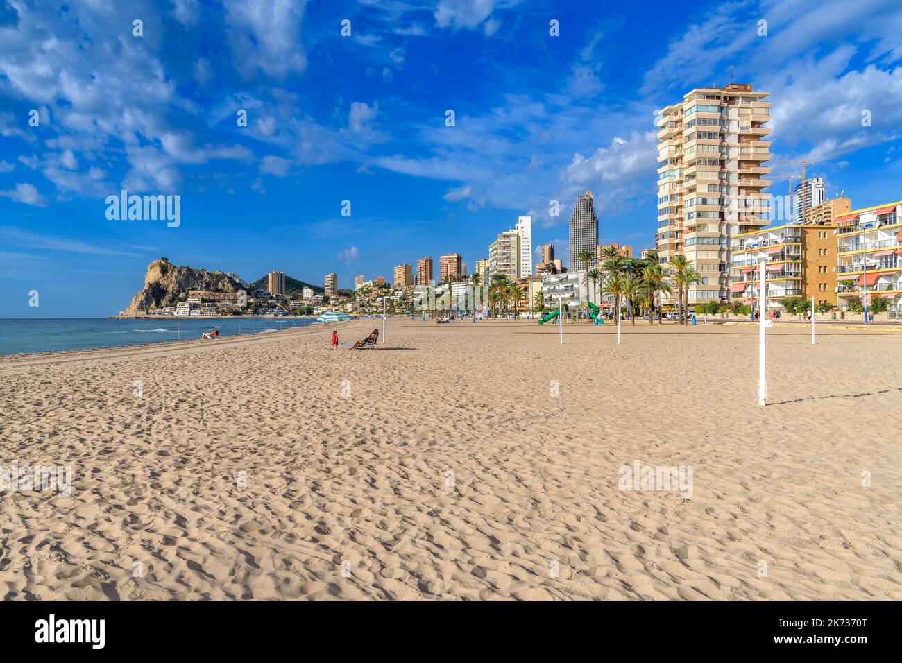 The popular, seafront, promenade and beaches on West (Poniente) Beach ...