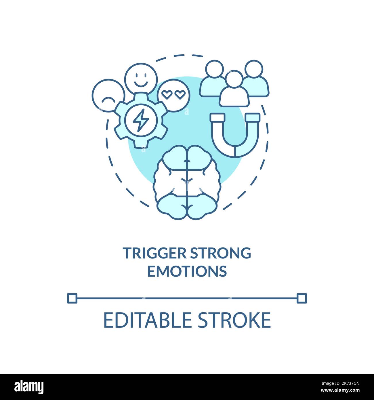 Trigger strong emotions turquoise concept icon Stock Vector Image & Art ...