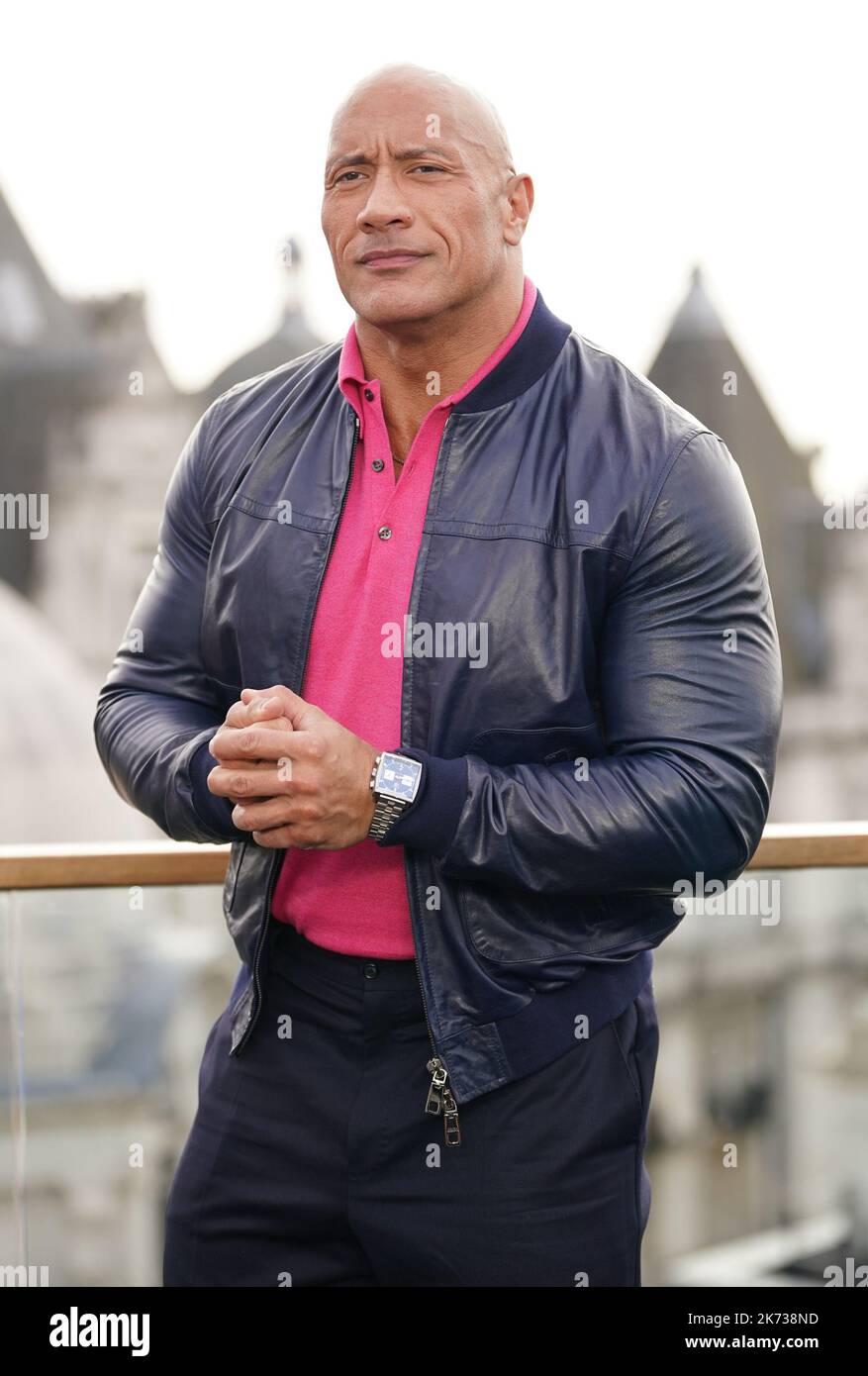 Dwayne Johnson, during a photo call for Warner Bros' Black Adam at the ...
