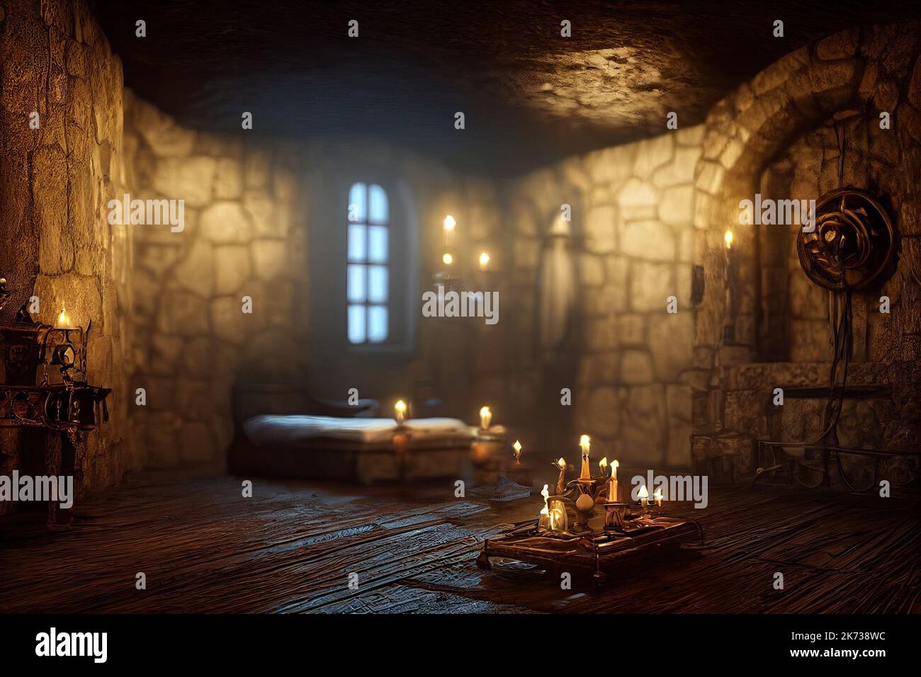 A candlestick chain is positioned inside the Draculas vampire locks ...