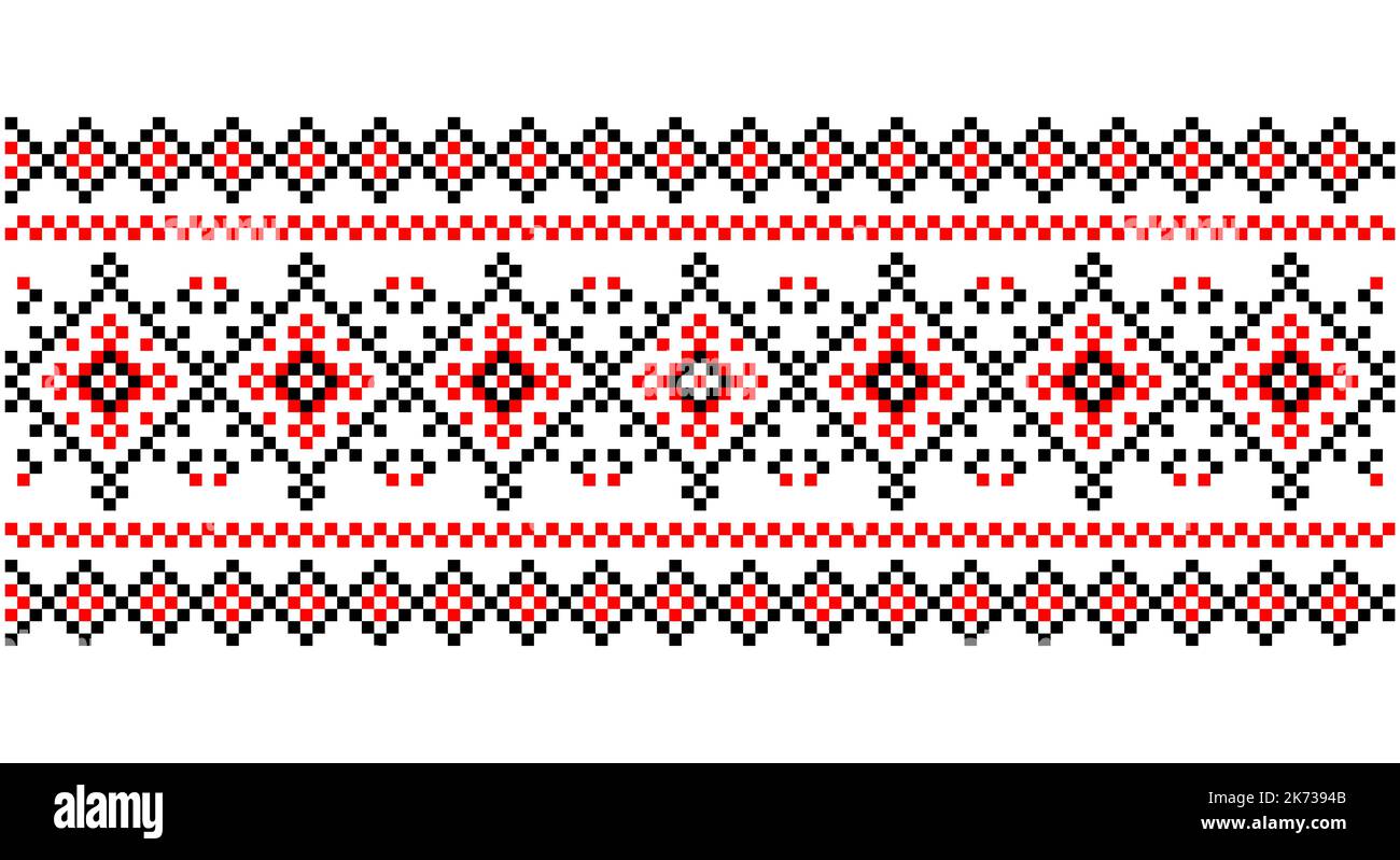 Embroidered good like old handmade cross-stitch ethnic Ukraine pattern ...