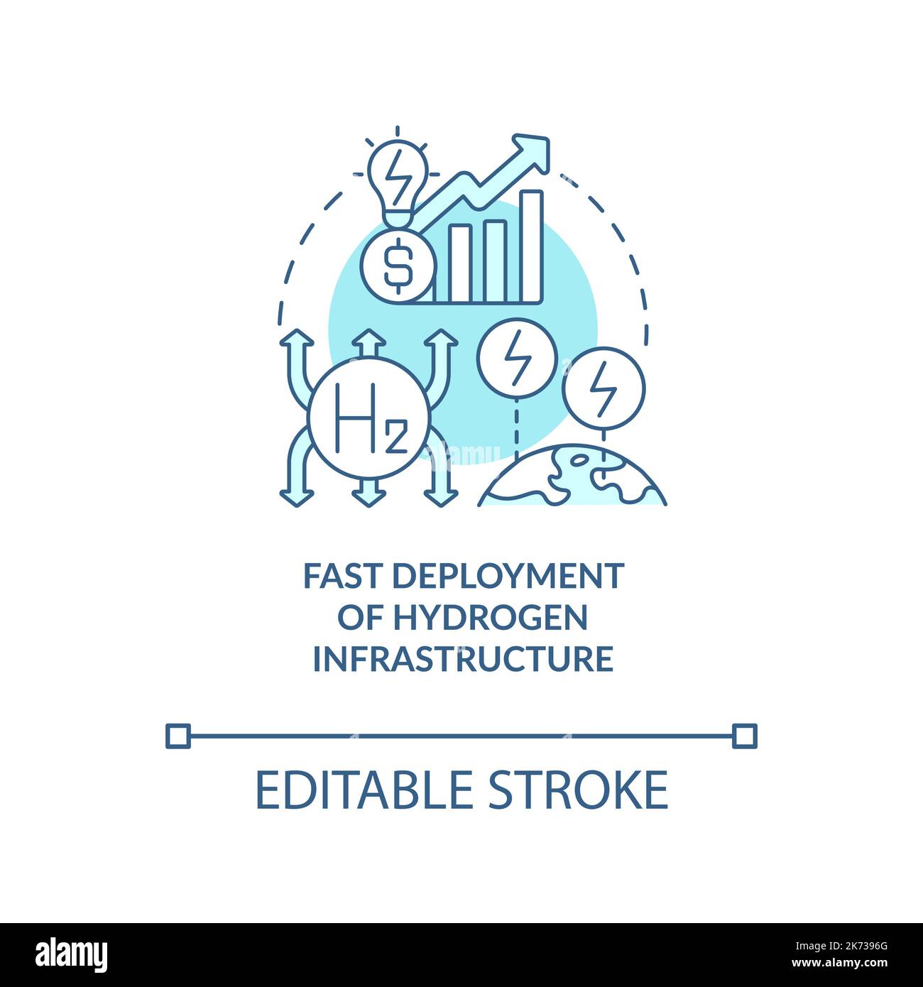 Fast hydrogen infrastructure deployment turquoise concept icon Stock ...