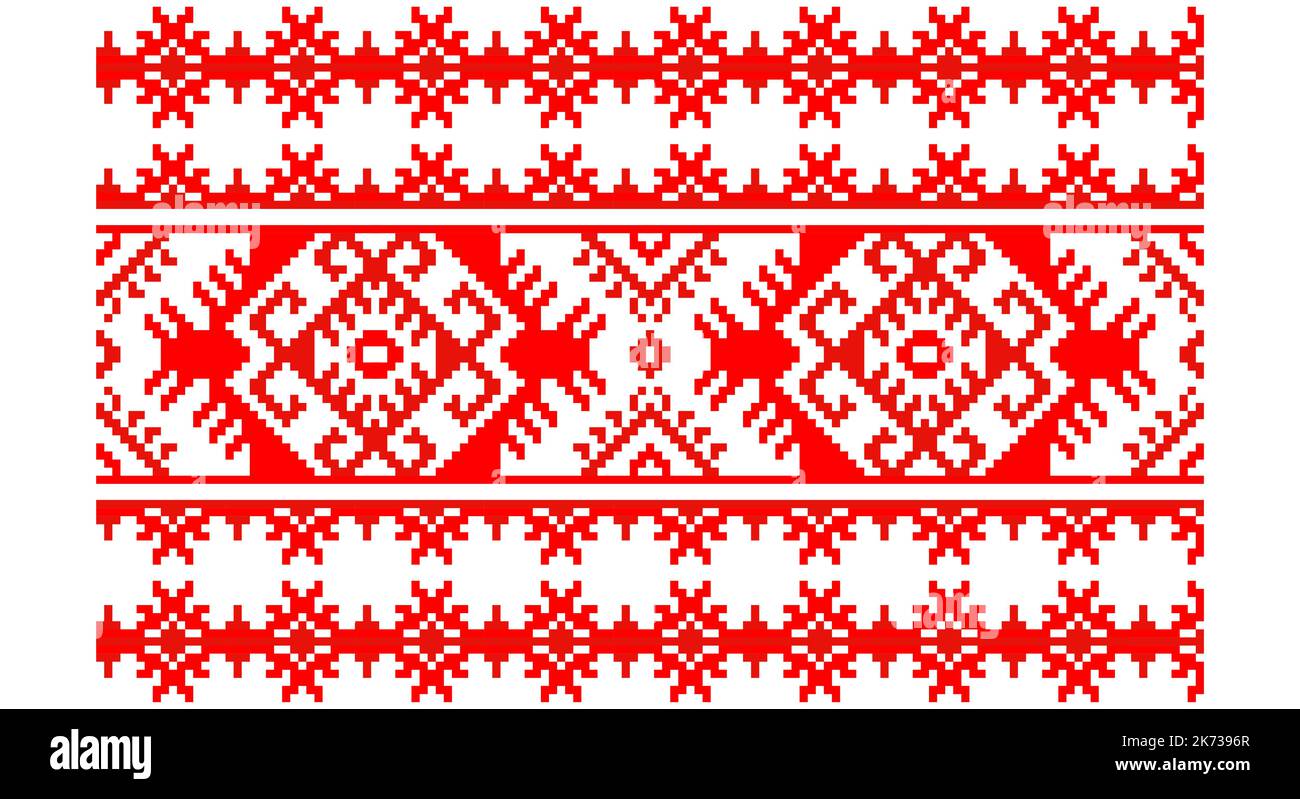 Embroidered good like old handmade cross-stitch ethnic Ukraine pattern ...