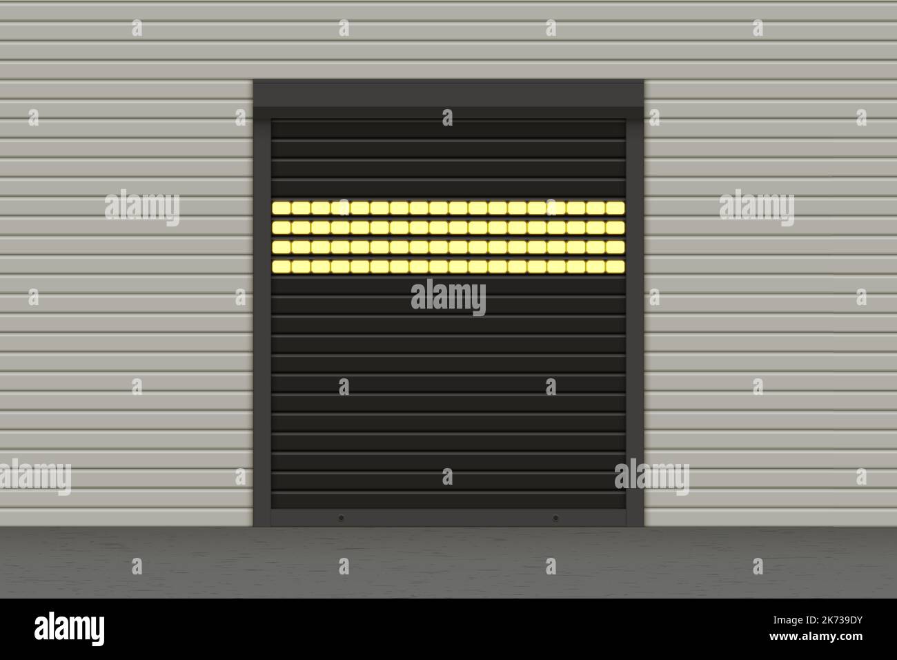 Black closed perforated roller garage shutter door with realistic ...