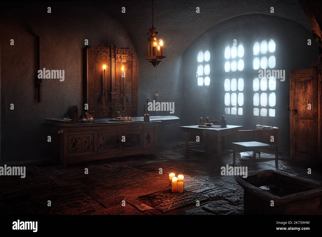 Inquisition room of a Transylvanian vampire castle from Victorian times ...