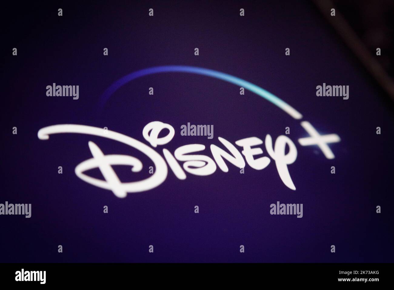 Warsaw, Poland. 14th Oct, 2022. The Disney Plus logo is seen upon ...