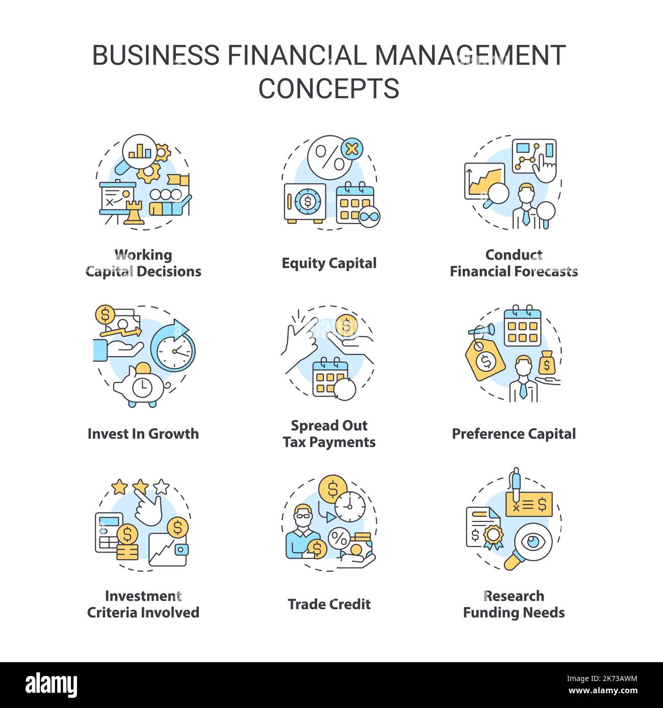 Business financial management concept icons set Stock Vector Image ...