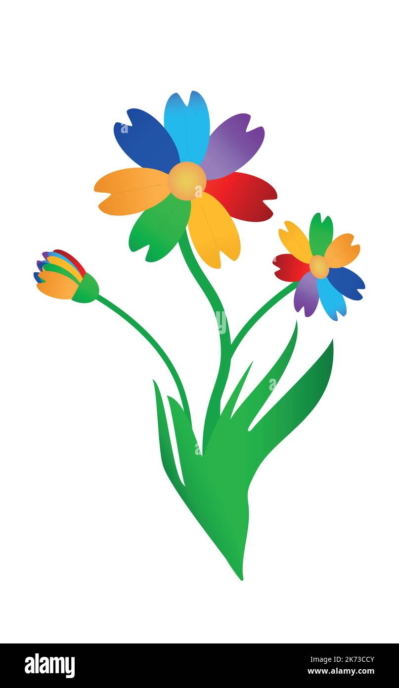 Vector flower seven-color icon isolated on white background. Sim Stock ...