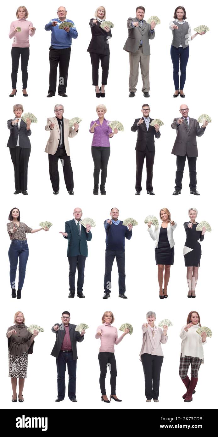 group of successful business people with money isolated Stock Photo - Alamy