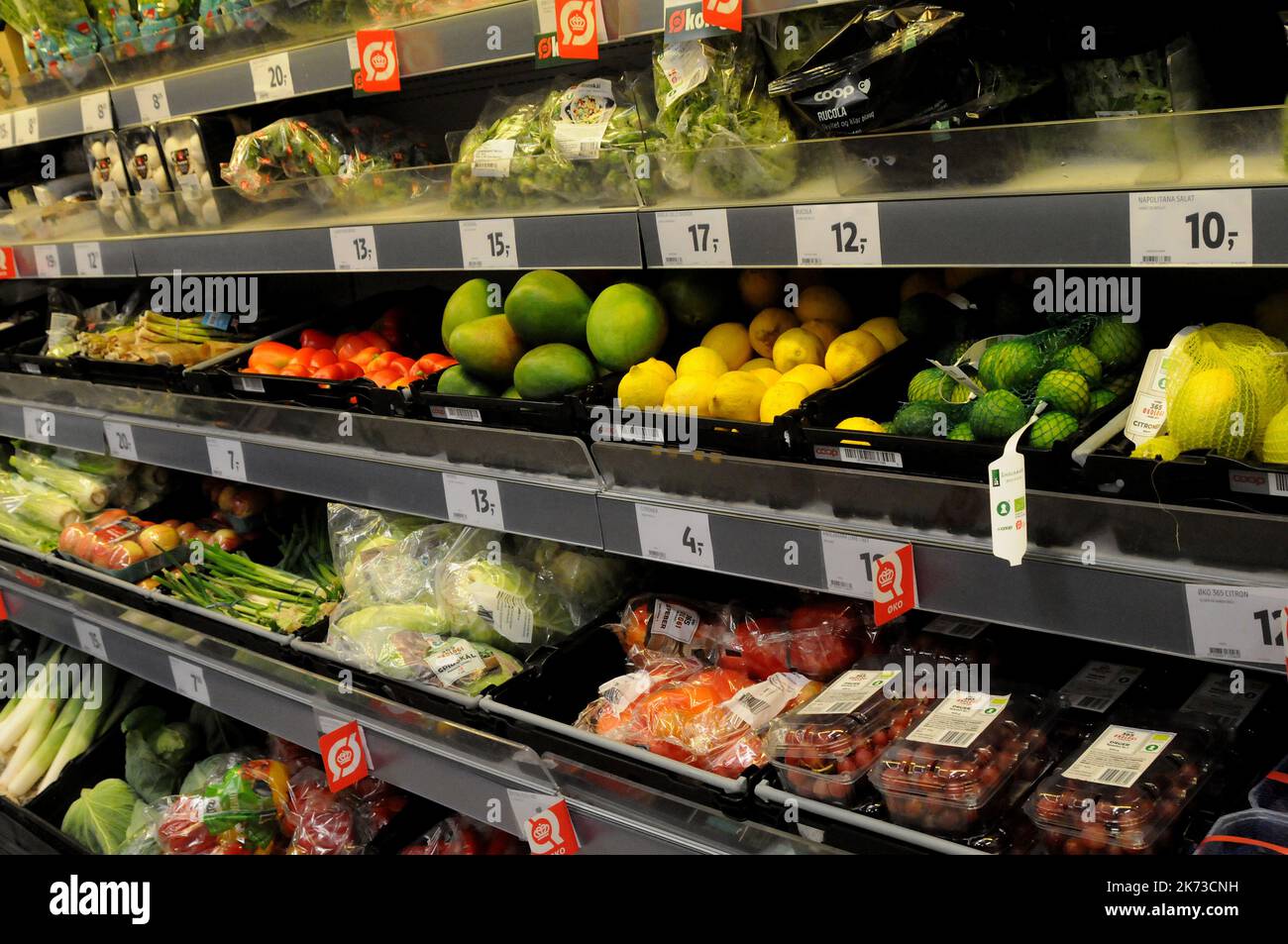 Copenhagen /Denmark/17 October 2022/ Grocery shoppers at grocery store ...