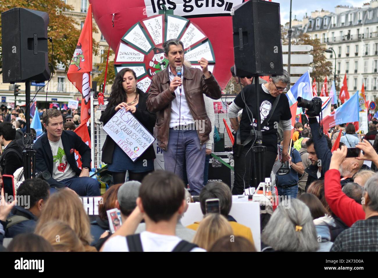 Paris, France on Oct. 16, 2022. Francois Ruffin at the protest against ...