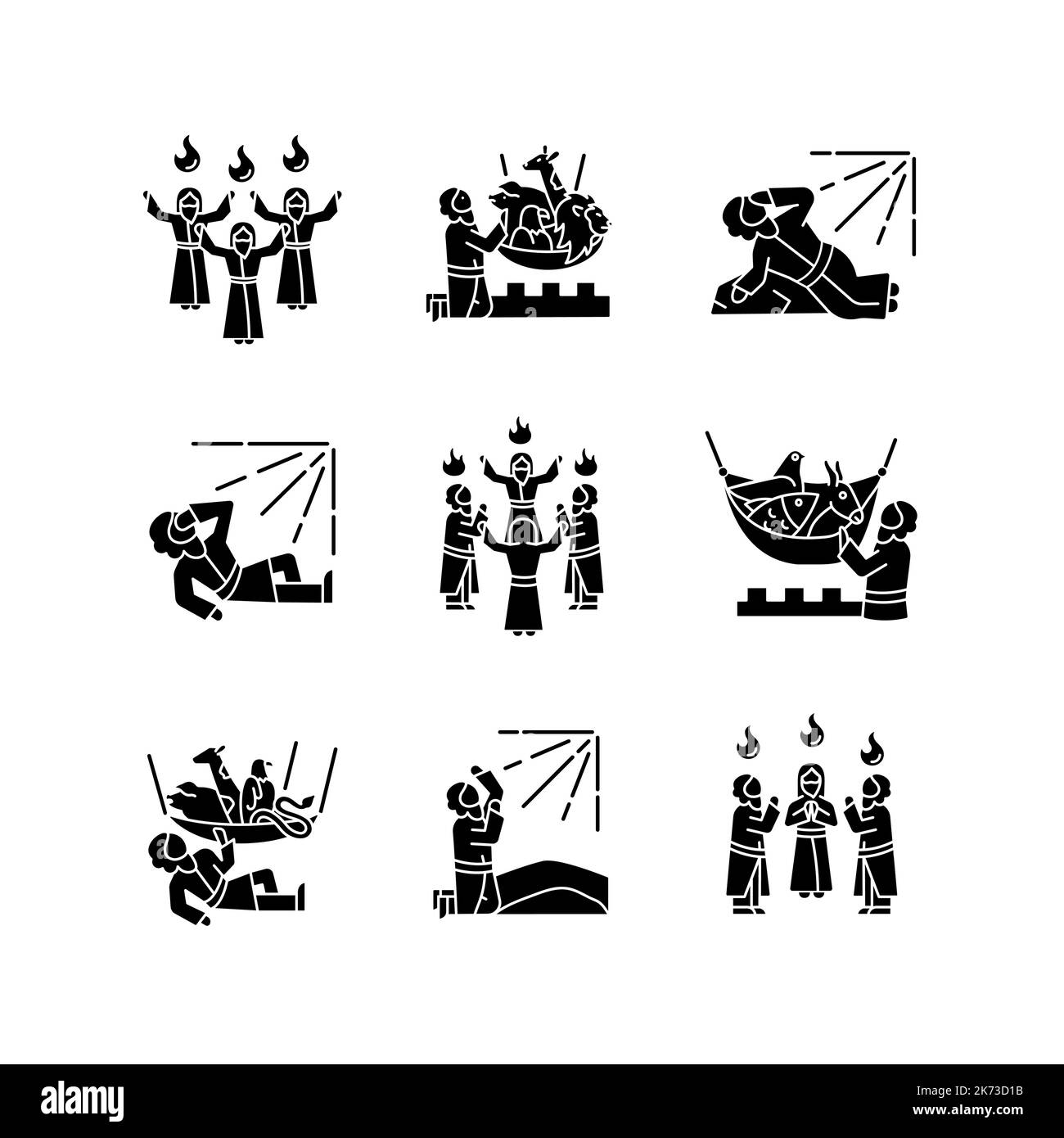 Bible narratives black glyph icons set on white space Stock Vector ... Bible narratives black glyph icons set on white space Stock Vector ...