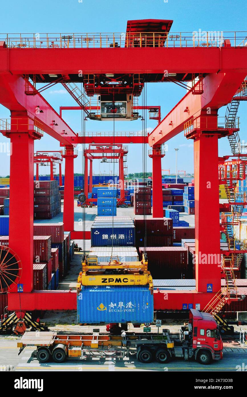 RUGAO, CHINA - OCTOBER 17, 2022 - The Suzhong International Container ...