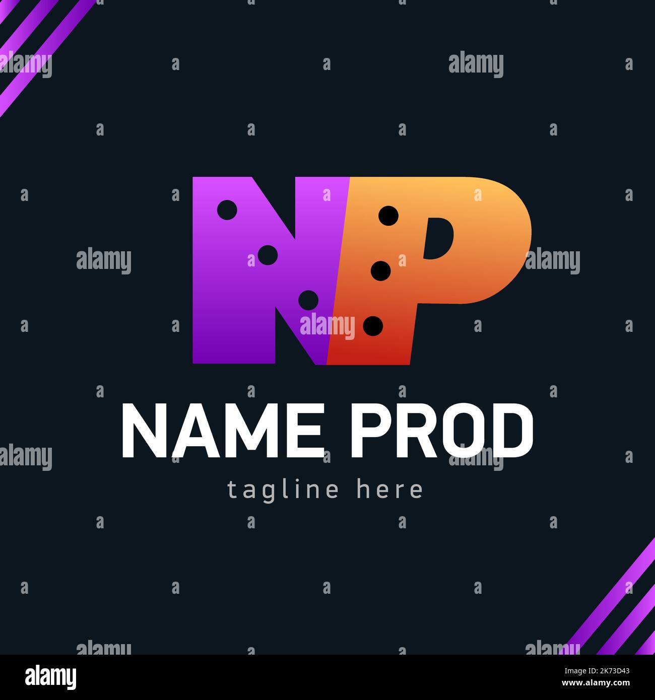 Logo Emblem Monogram NP. Violet and red letter N P with dot, Design ...