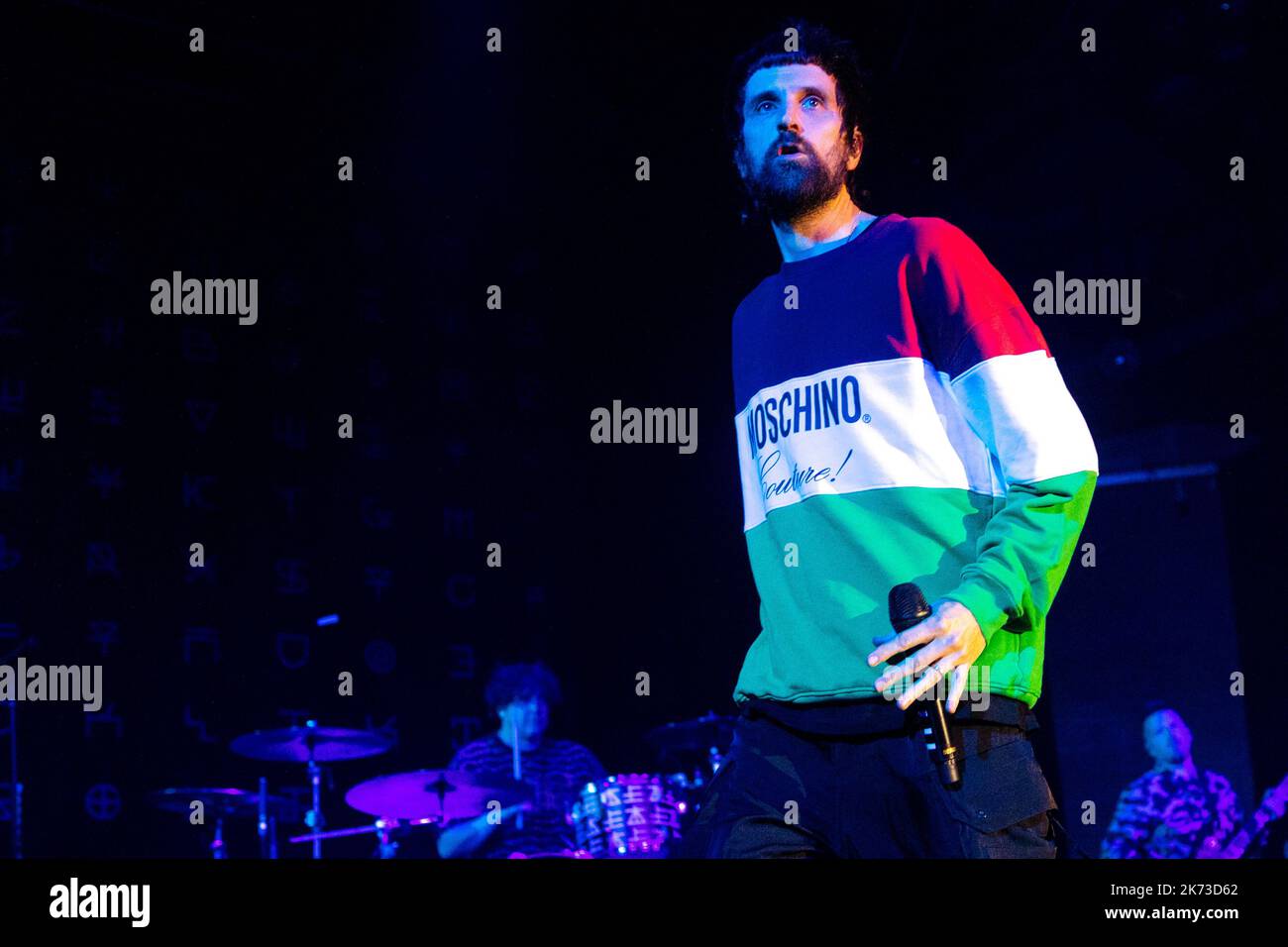 Sergio Pizzorno, singer of English rock band Kasabian live in concert ...
