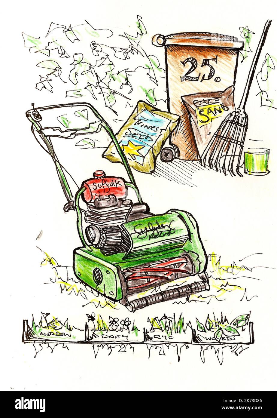 Britishness, Lawn mower, lawns Stock Photo - Alamy