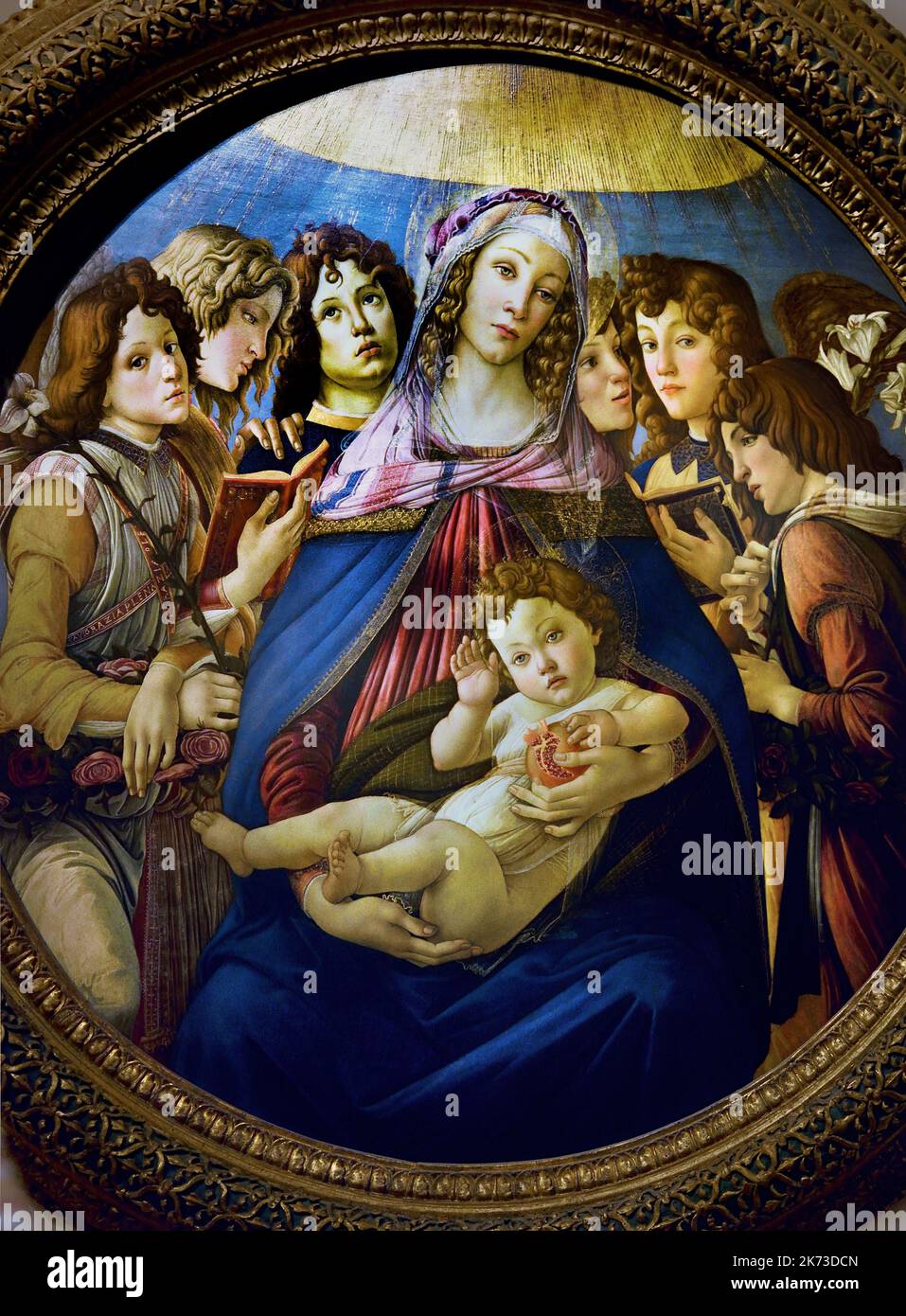 Madonna of the Pomegranate 1487 tempera on a wood panel by Italian Renaissance artist, Sandro ...