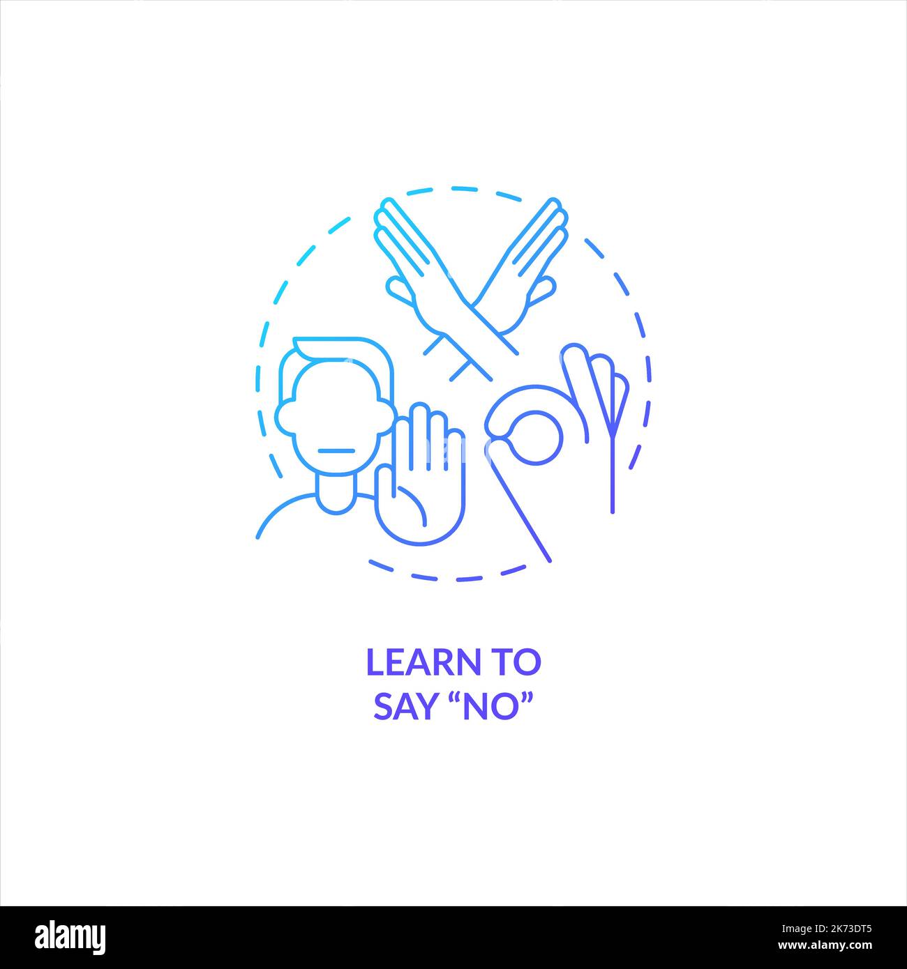 Learn to say No blue gradient concept icon Stock Vector Image & Art - Alamy