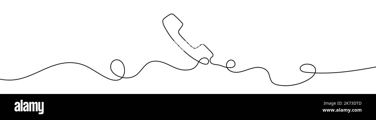 Continuous drawing of handset. One line icon of handset. One line ...