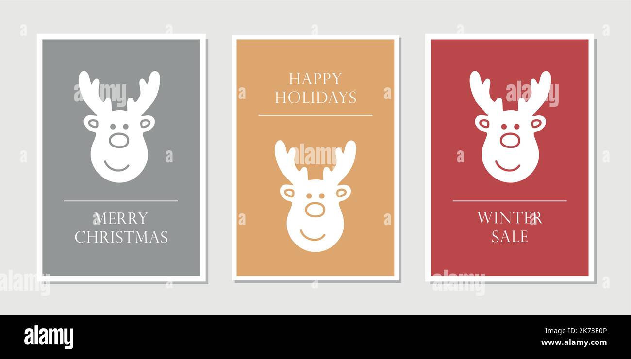 set of christmas greeting cards with reindeer Stock Vector Image & Art ...