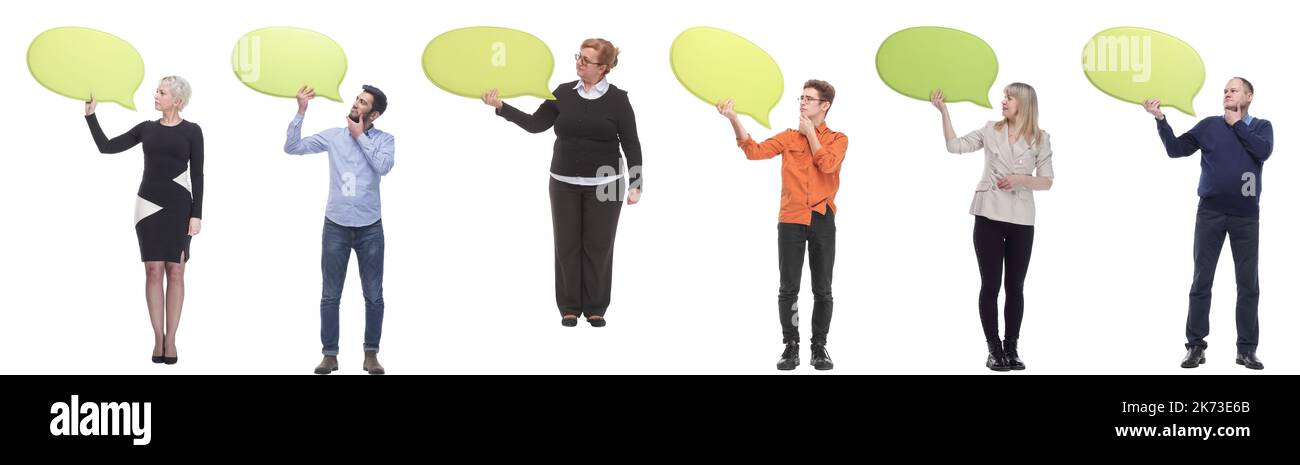 group of successful business people with comments Stock Photo - Alamy
