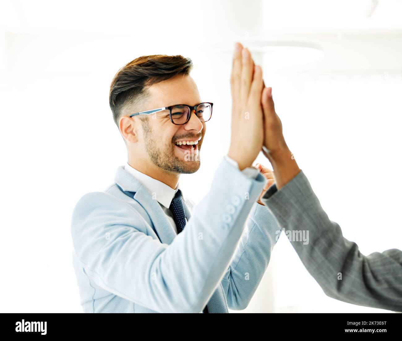 businessman man male success young business team high five support ...