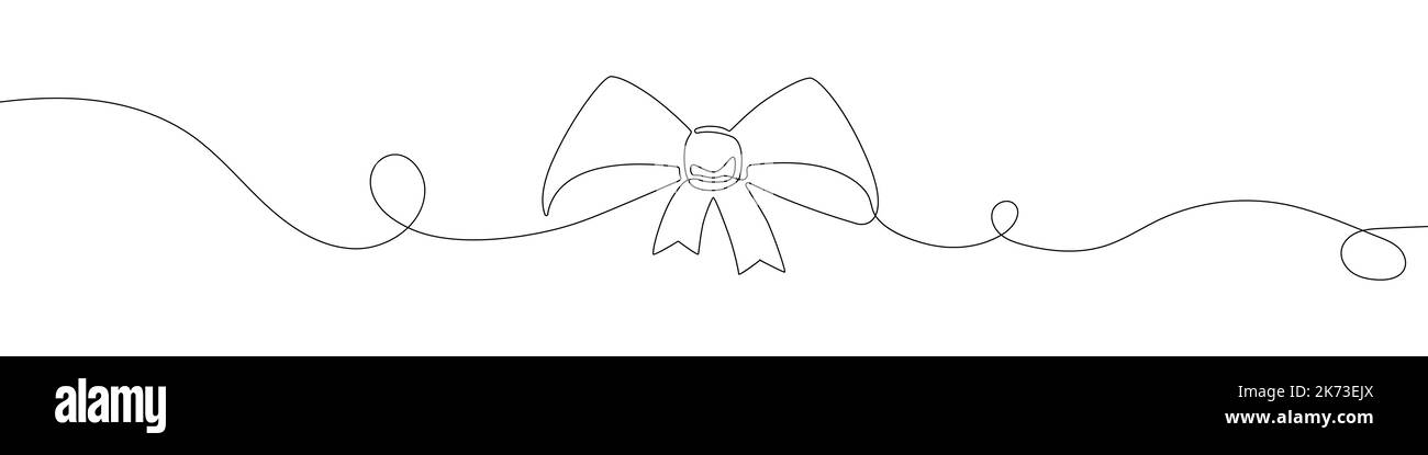 Continuous linear drawing of gift bow. Bow one line icon. One line ...