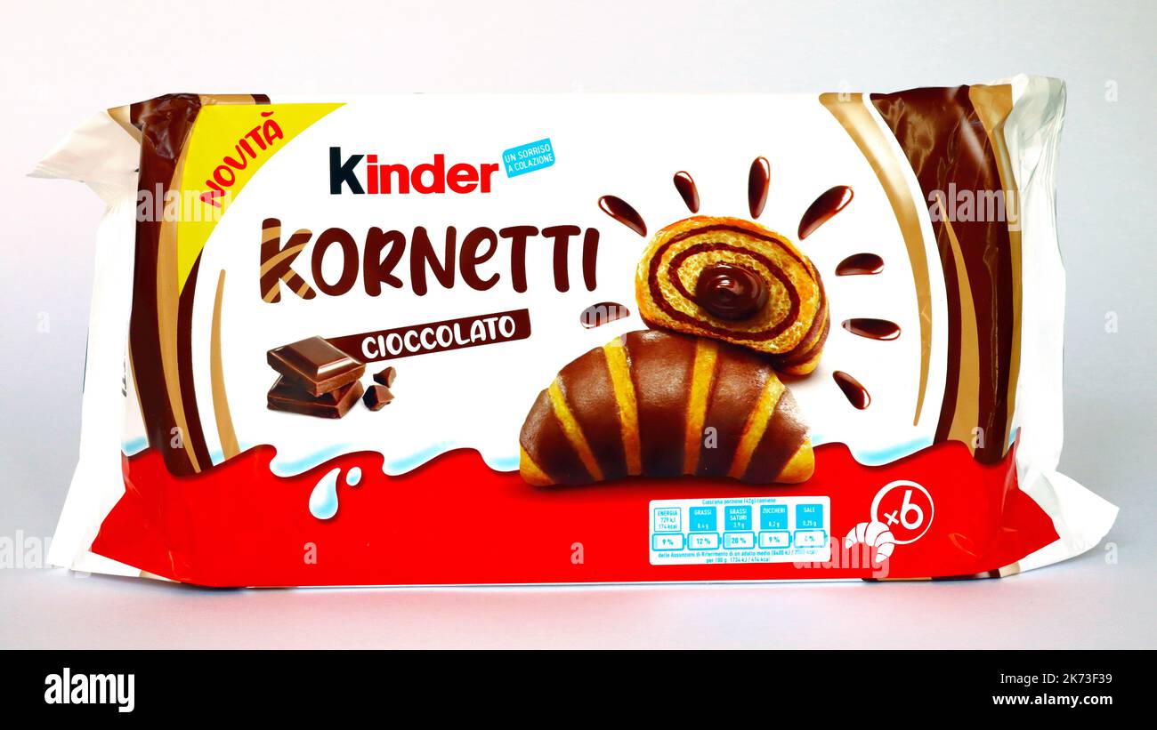 Kinder KORNETTI Croissants with Chocolate. Kinder is a brand of food ...