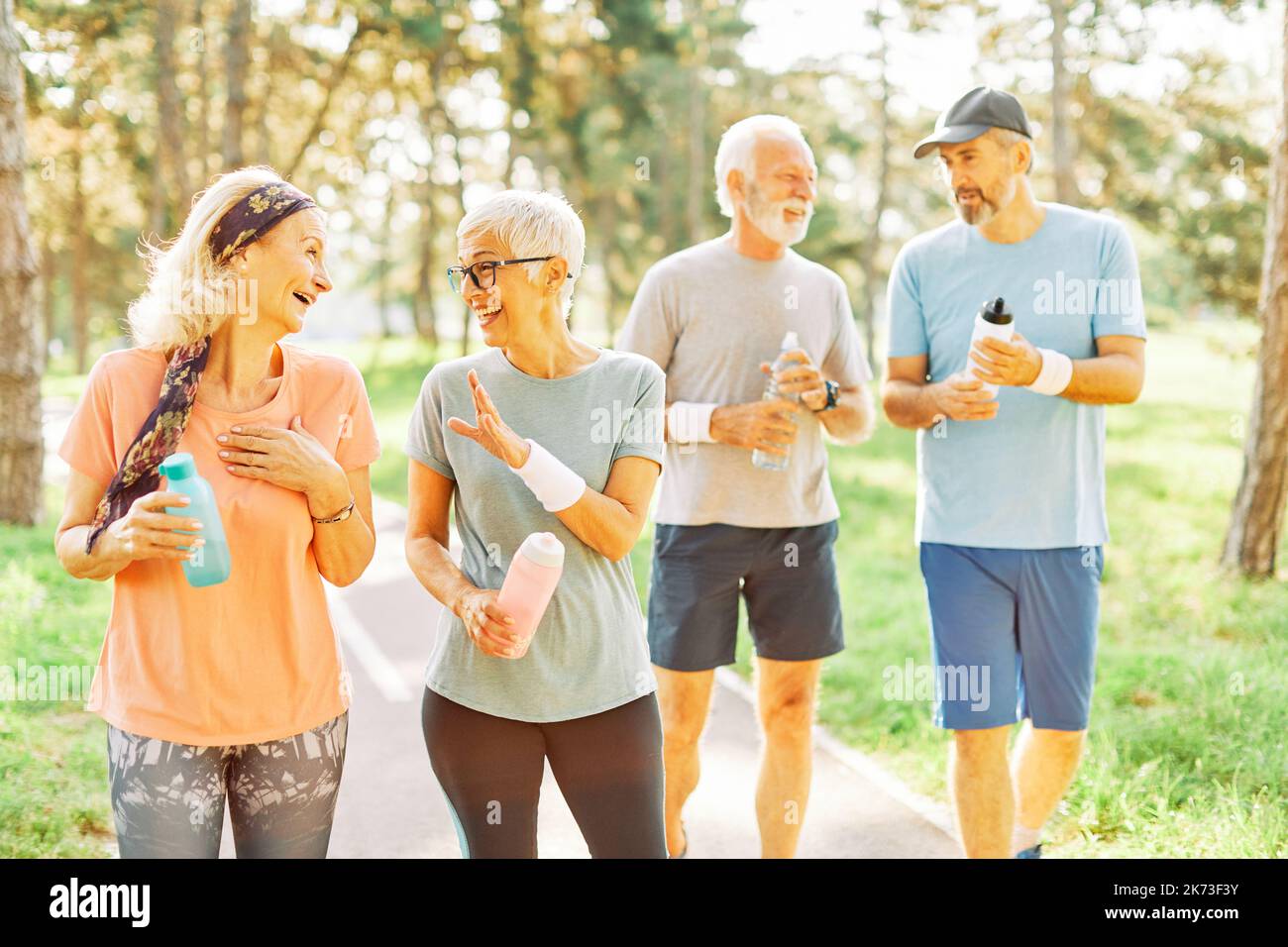 outdoor senior fitness woman man lifestyle active sport exercise ...