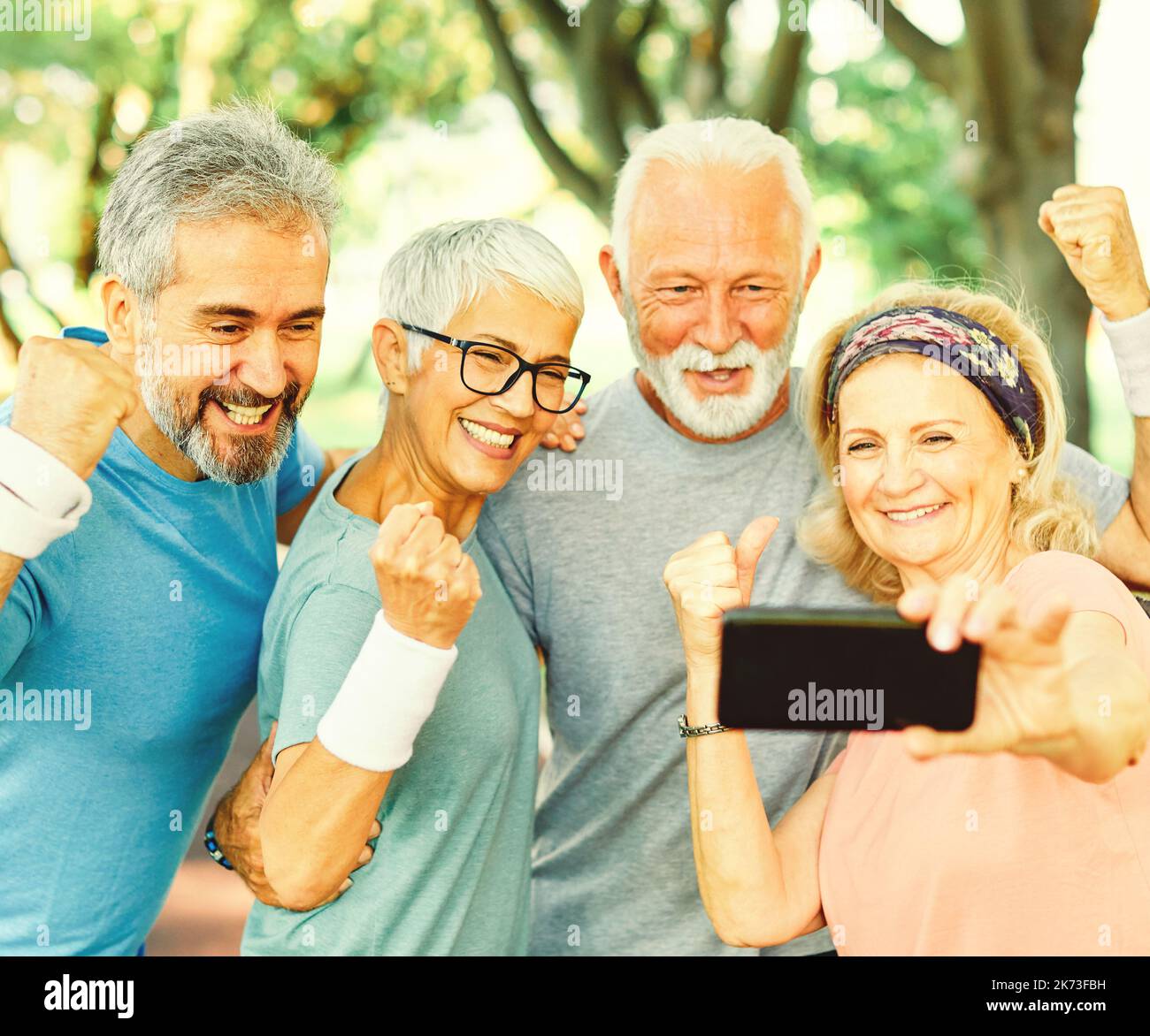 outdoor senior fitness woman man lifestyle active sport exercise ...