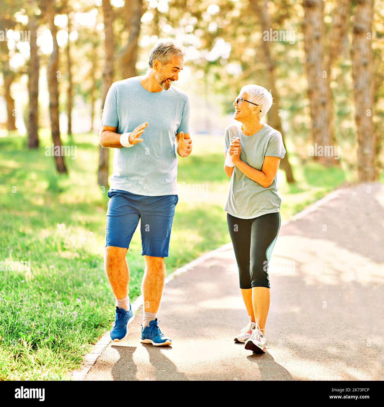 outdoor senior fitness woman man lifestyle active sport exercise ...