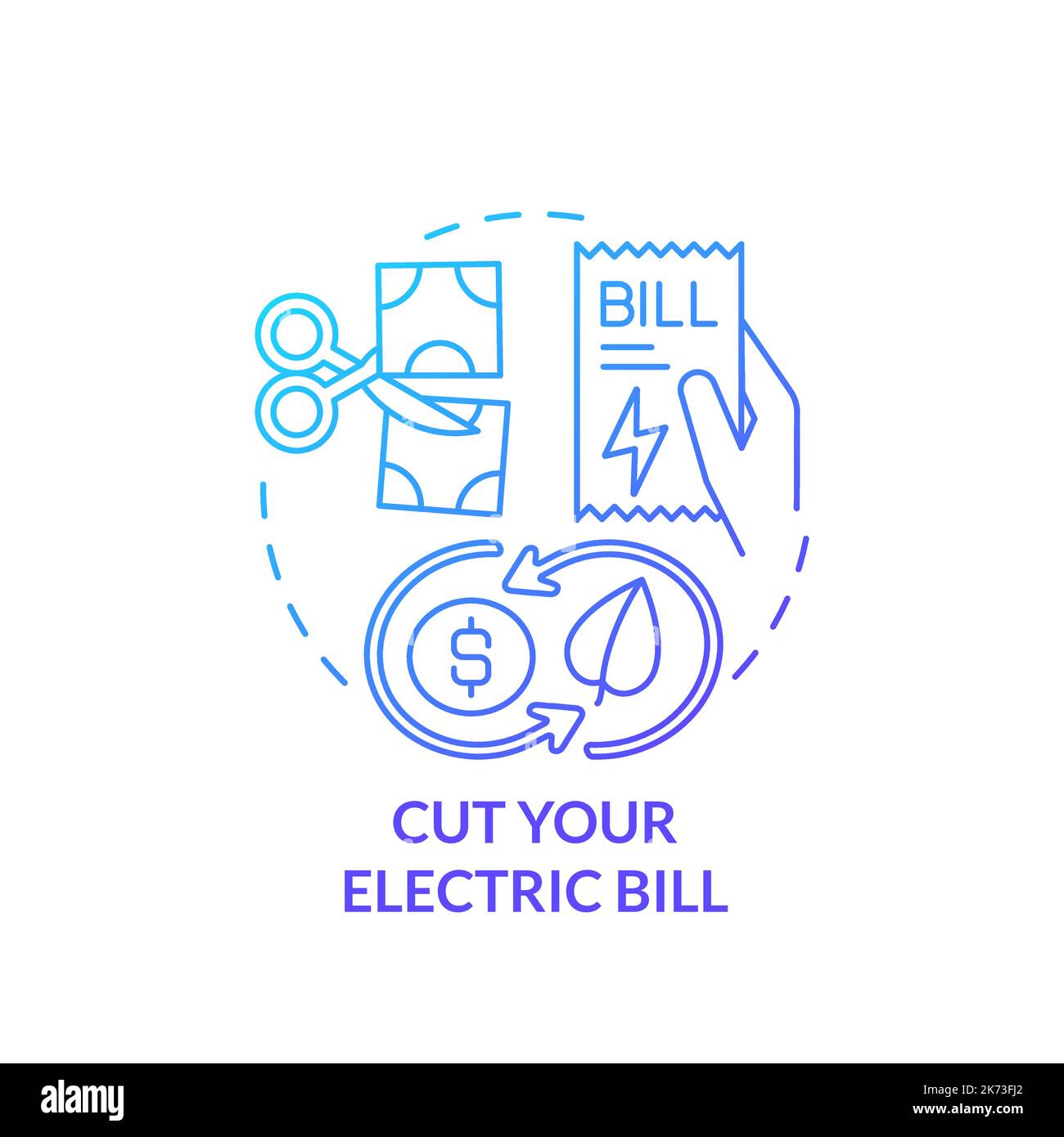 Cut your electric bill blue gradient concept icon Stock Vector Image ...