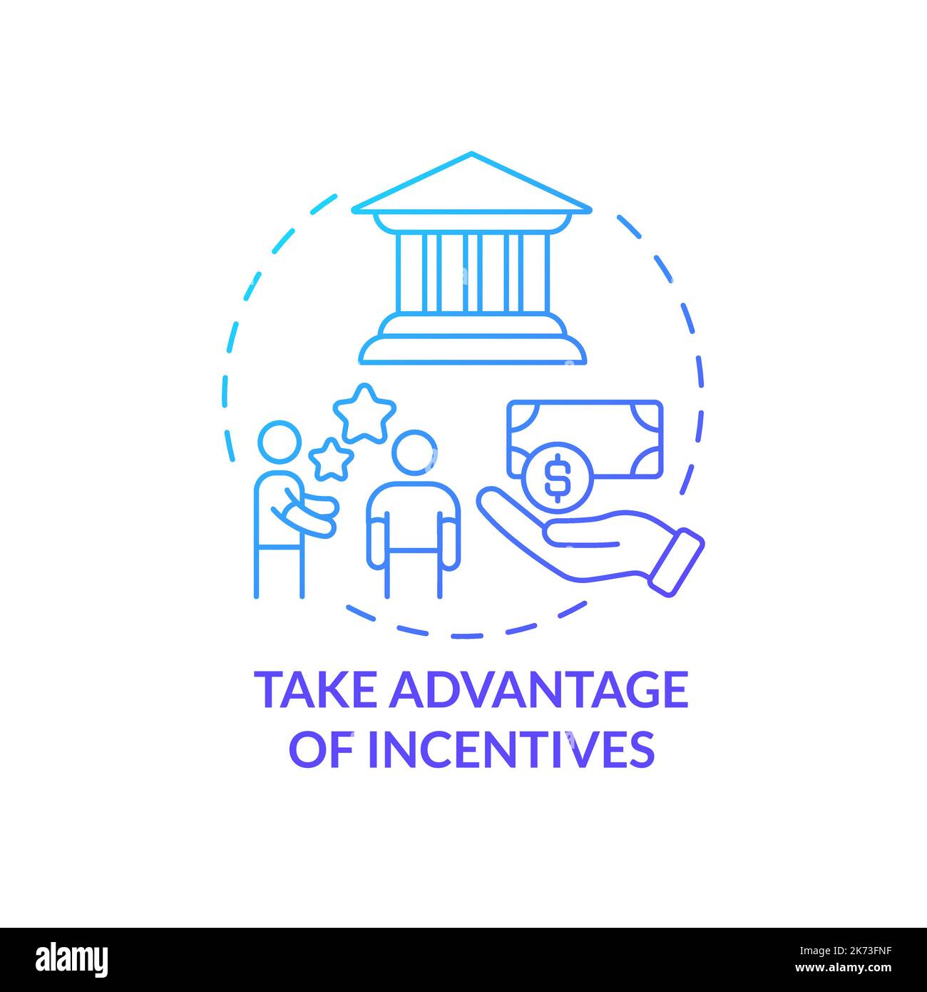 Take advantage of incentives blue gradient concept icon Stock Vector ...