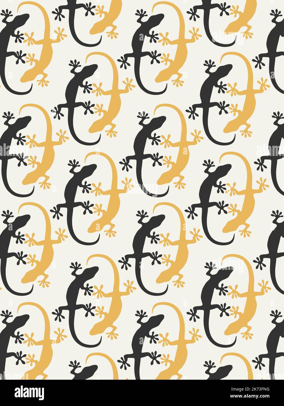 Geckos in black and yellow pattern on light background Stock Vector ...