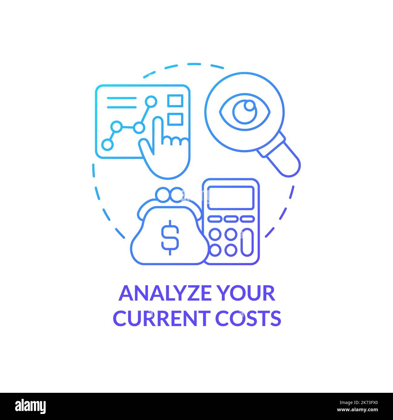 Analyzing current costs blue gradient concept icon Stock Vector Image ...