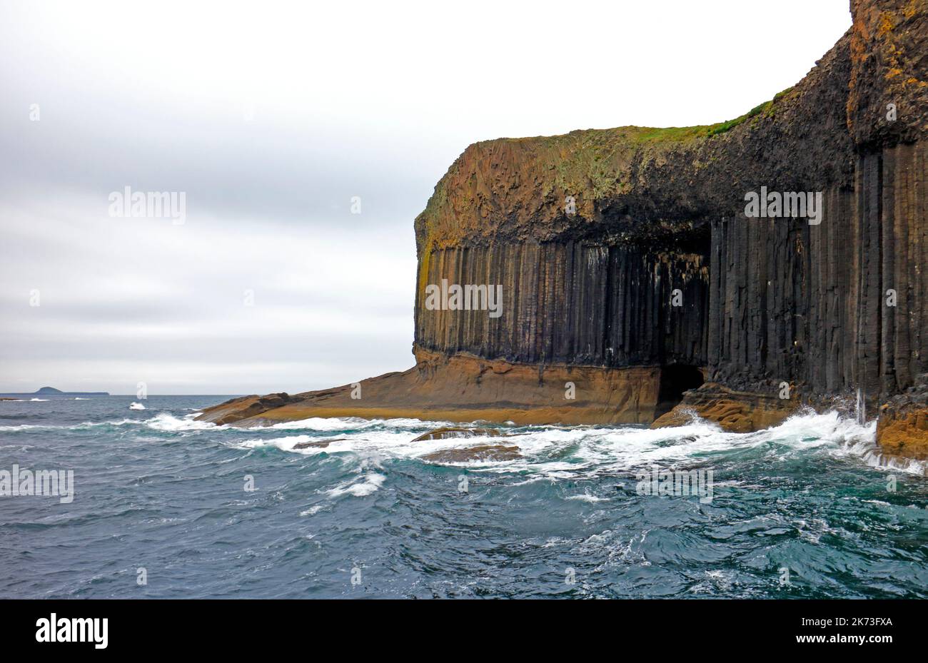 A view of Fingal's Cave with hexagonal Paleocene basalt columns on the ...